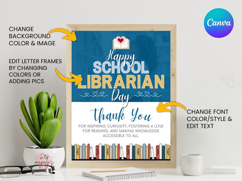 Editable School Librarian Appreciation Flyer | Canva Template + Bonus ...