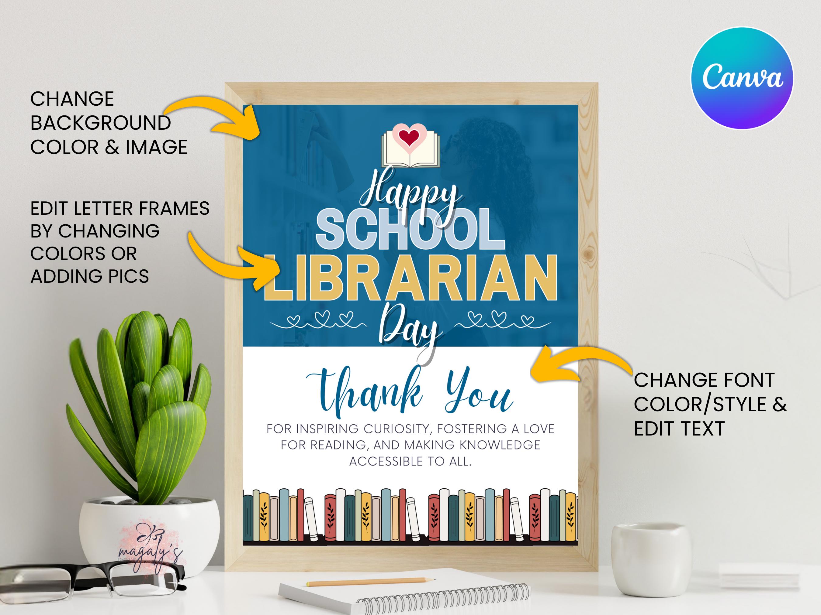 Editable School Librarian Appreciation Flyer | Canva Template + Bonus ...