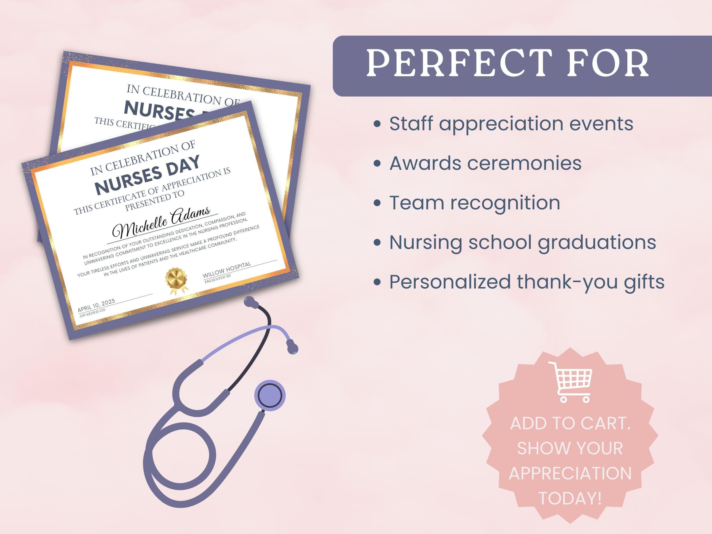 Nurses Recognition Award Certificate | Canva Template | Nursing ...
