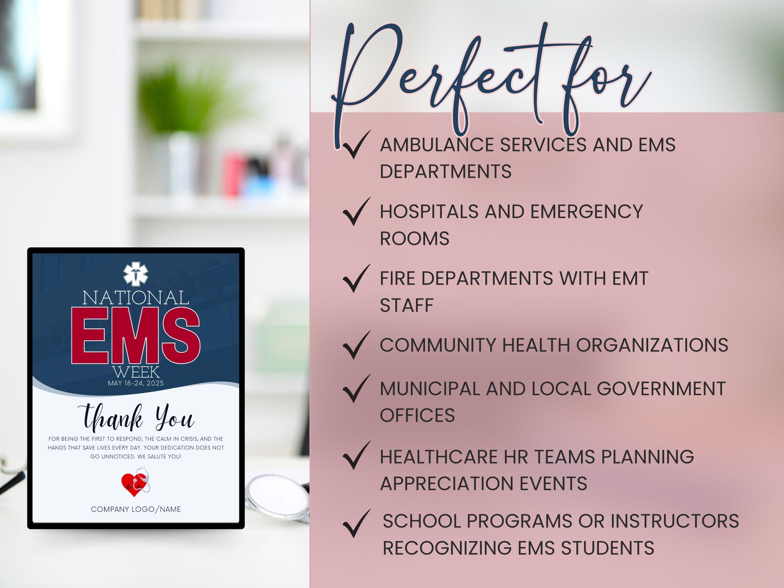 EMS Week Thank You Flyer Canva Template | Editable Appreciation Poster ...