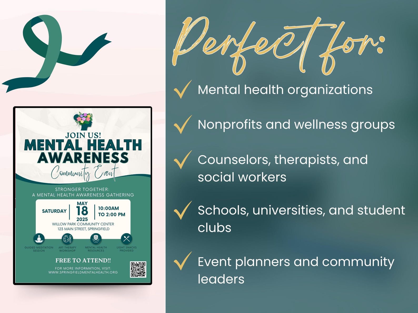 Mental Health Awareness Event Flyer Template | Editable Canva Flyer ...
