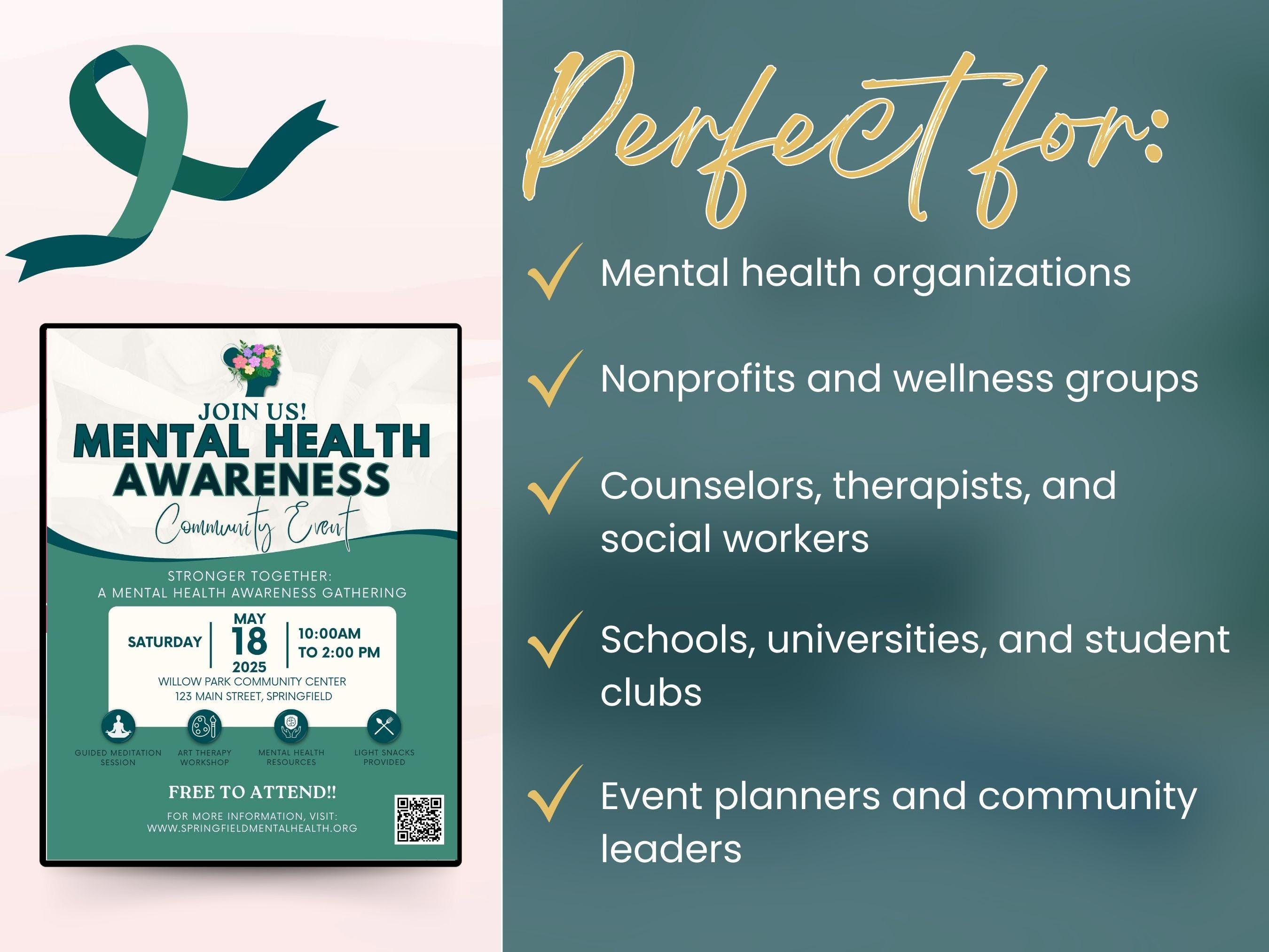 Mental Health Awareness Event Flyer Template | Editable Canva Flyer ...