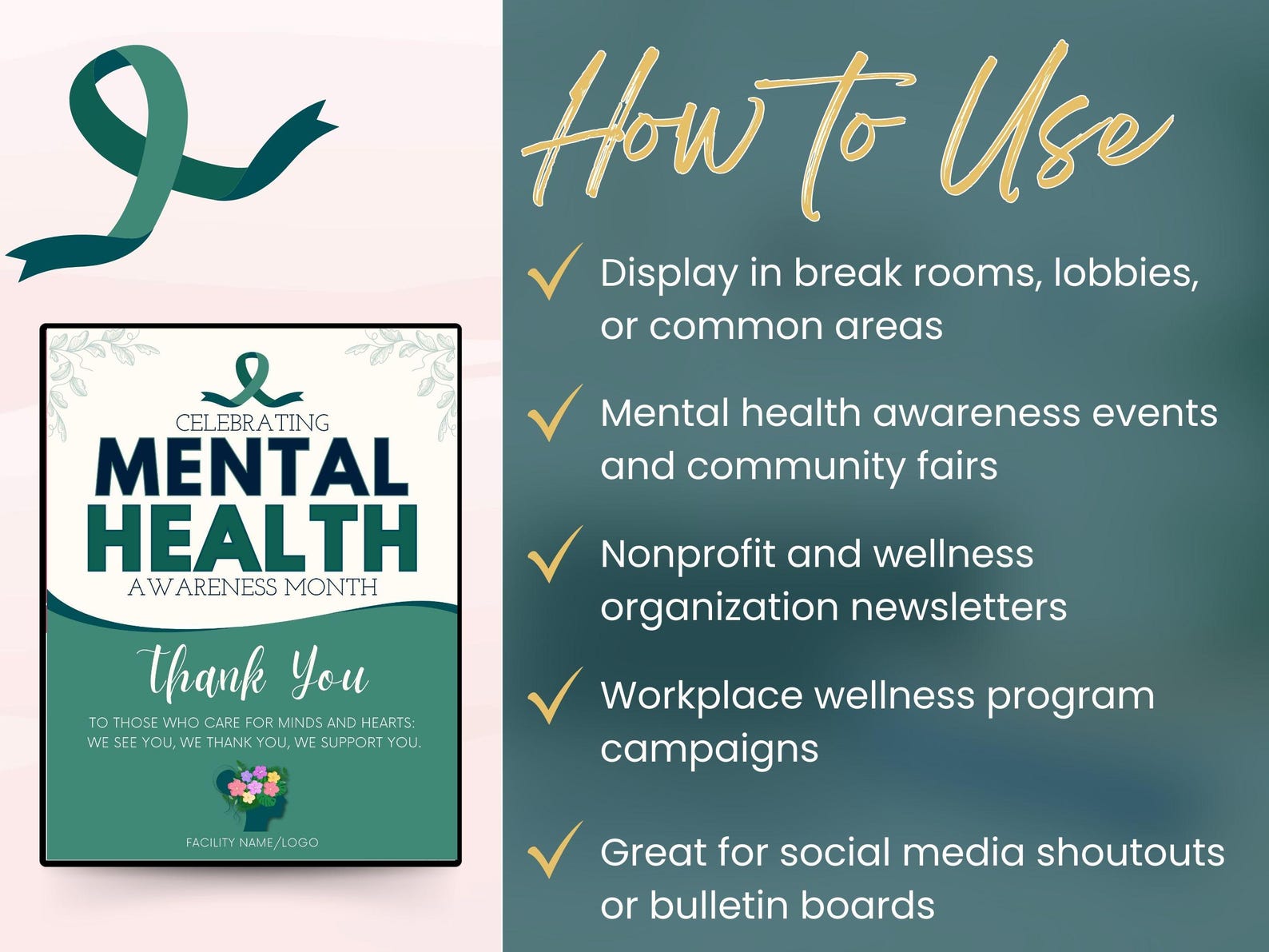 Mental Health Awareness Month Flyer Canva Template | Editable Thank You ...