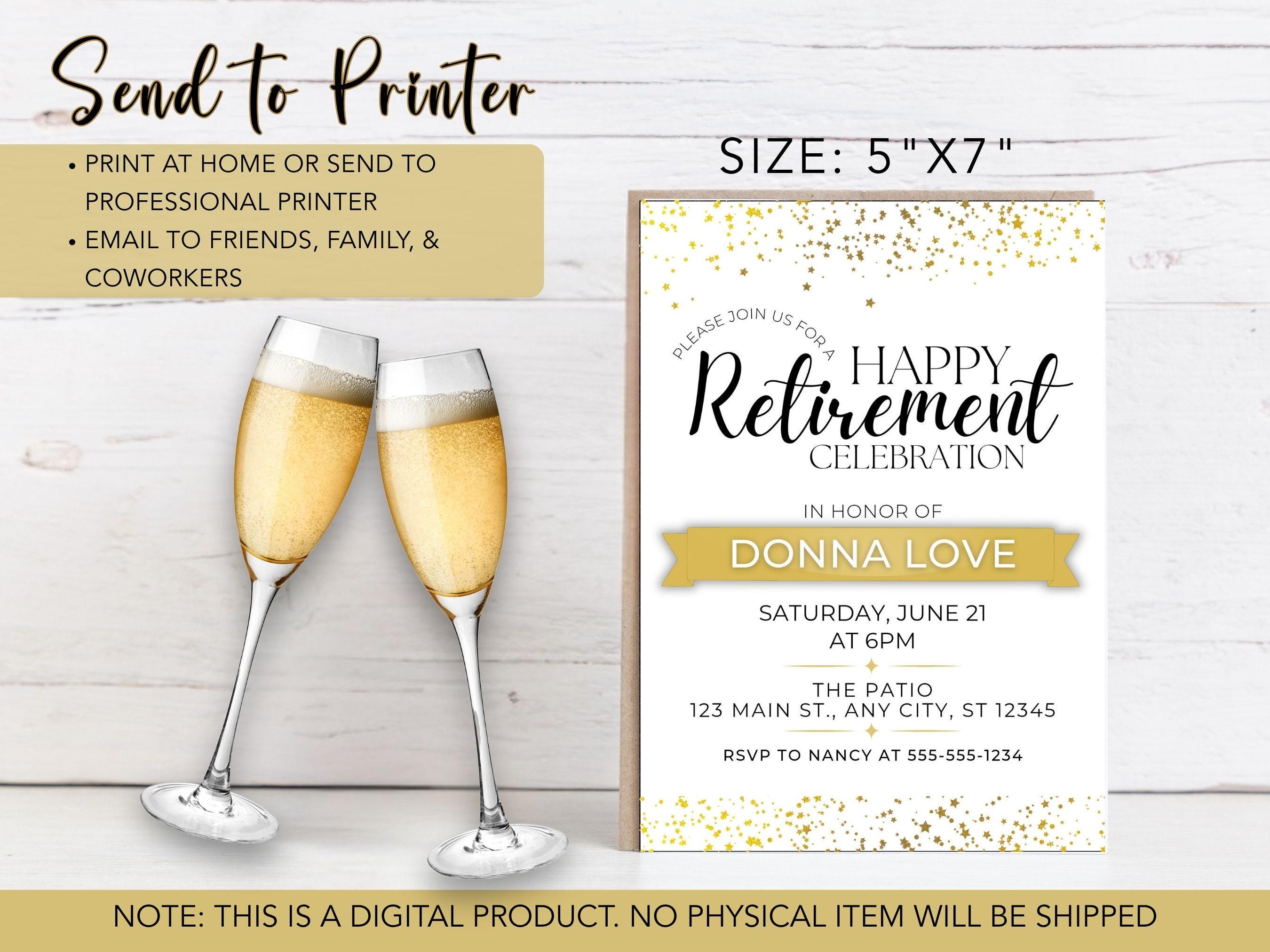 Minimalist Retirement Party Invitation – 5x7 Editable Canva Template ...