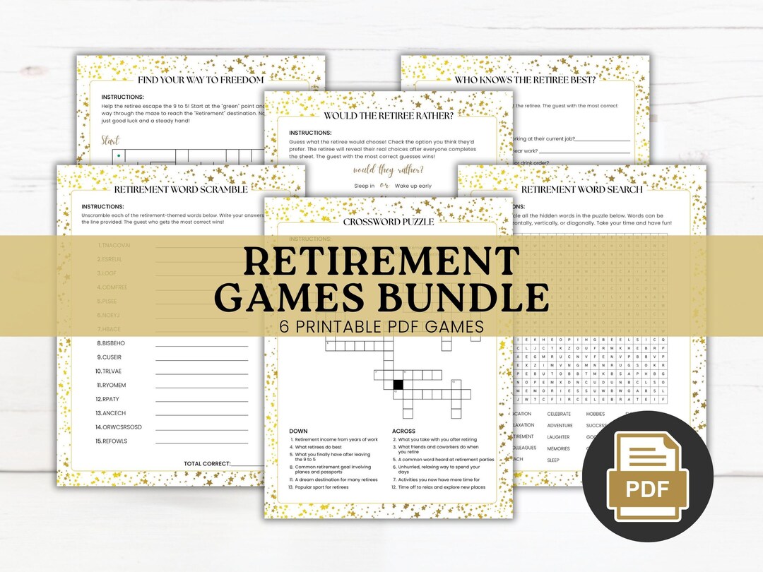 Printable Retirement Party Game Bundle | 6 Fun Activities Trivia ...