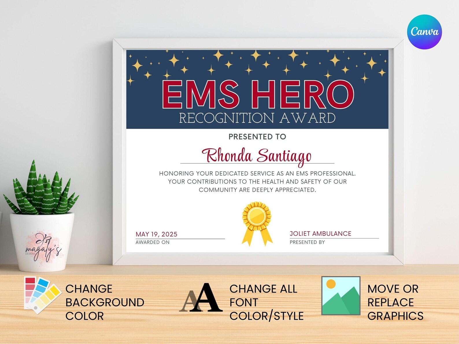 EMS Recognition Certificate Template | EMT Paramedic Appreciation Award ...
