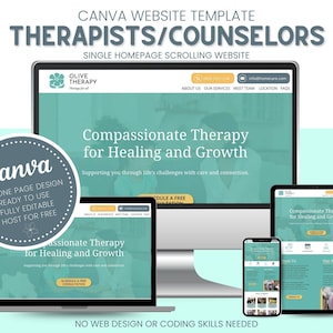 Therapist Website Template Canva | Landing Page for Coaches & Mental ...