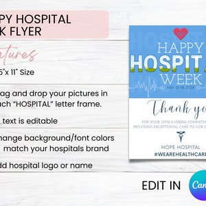 Happy Hospital Week Flyer | Editable Hospital Sign | Staff Appreciation ...