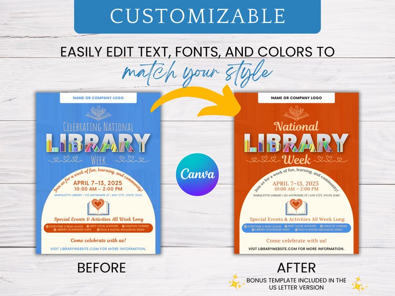 Happy Library Week Flyer Template | Public Library Program Flyer ...