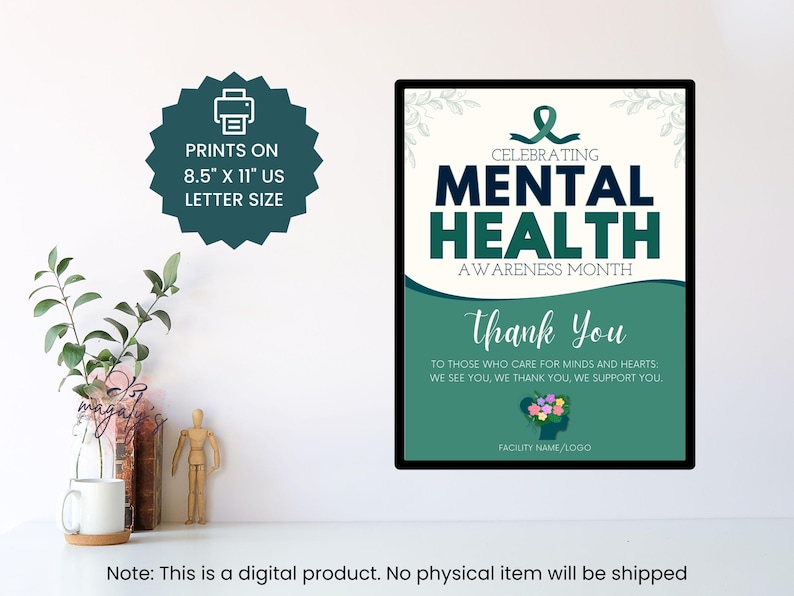 Mental Health Awareness Month Flyer Canva Template | Editable Thank You ...