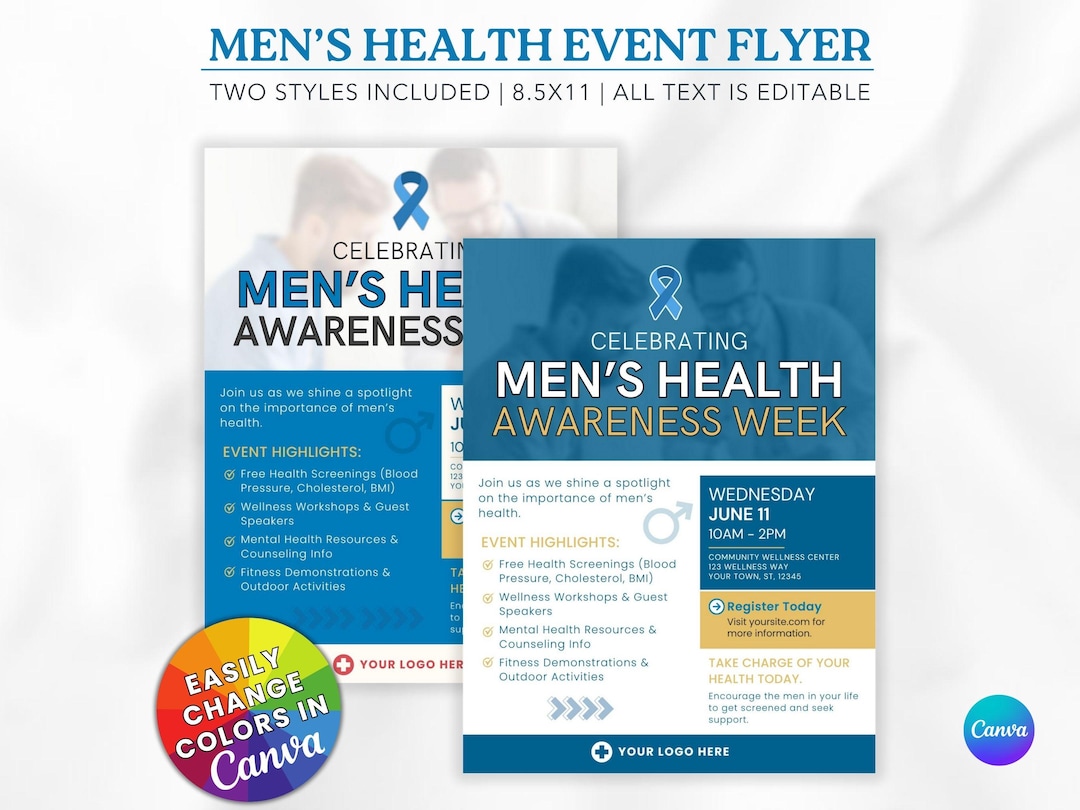 Men’s Health Awareness Week Flyer Template | Editable Canva Design ...