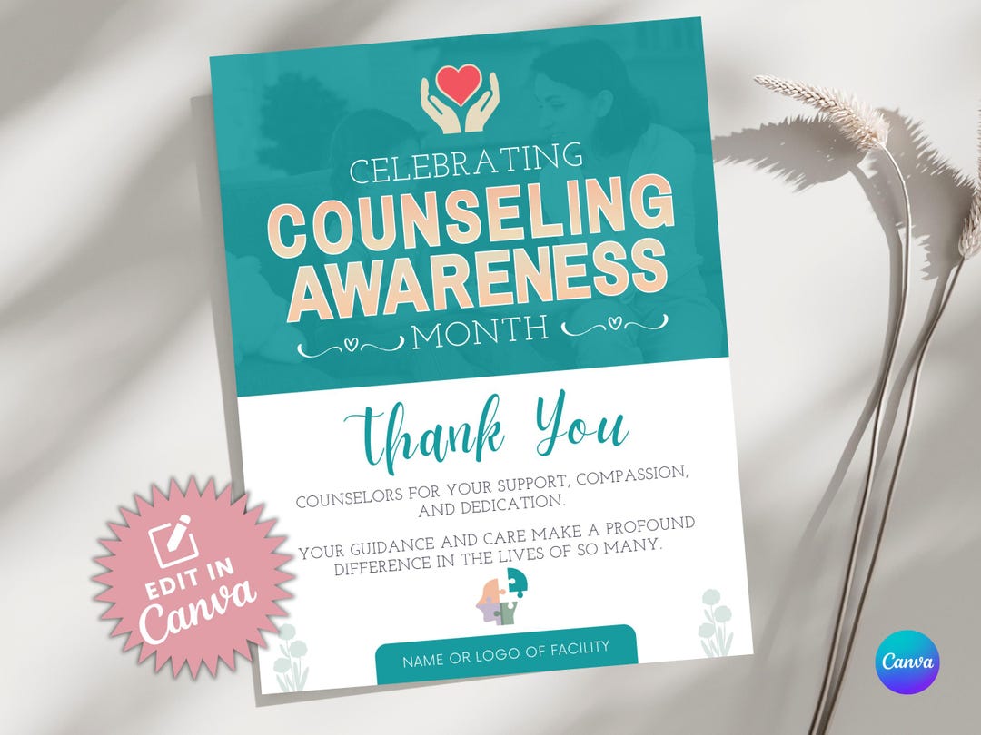 Counseling Awareness Month | Printable Counselor Awareness Flyer ...