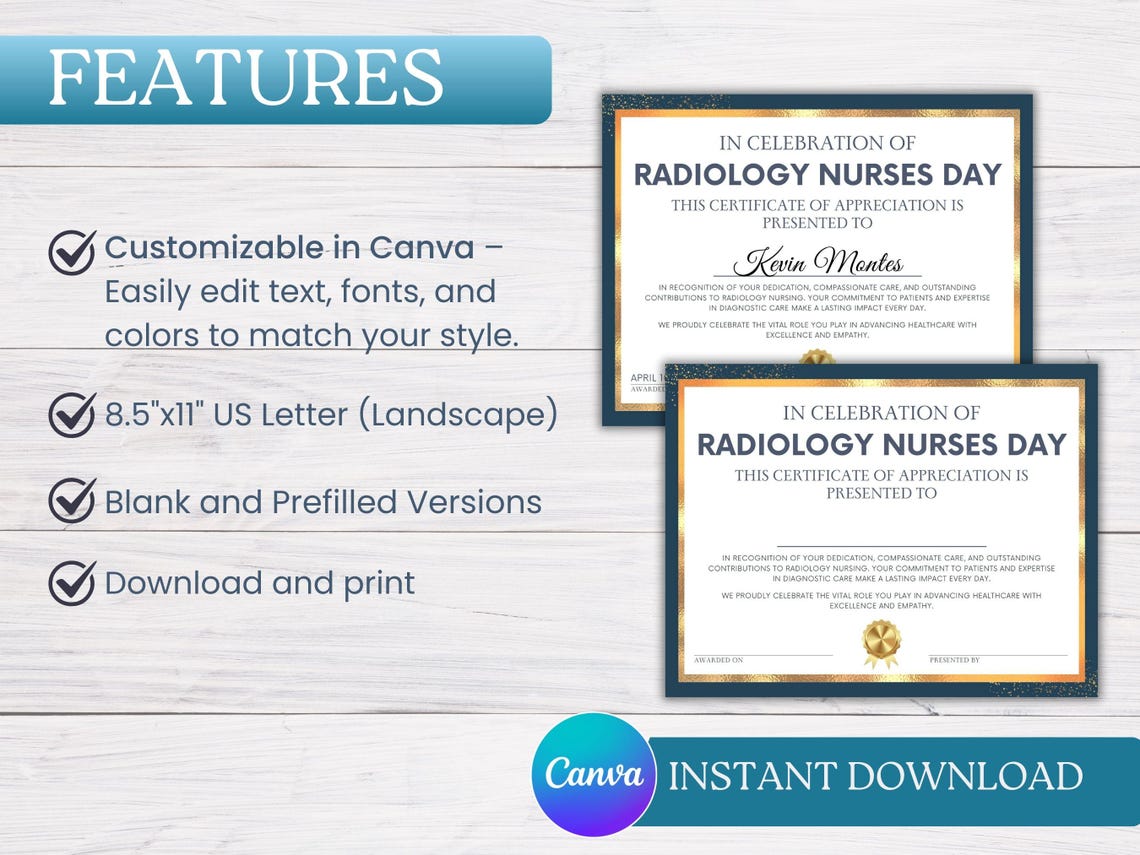 Radiology Nurses Recognition Award Certificate | Canva Template | Rad ...