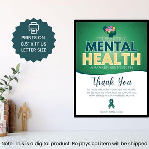 Mental Health Awareness Month Flyer Canva Template | Editable Thank You ...