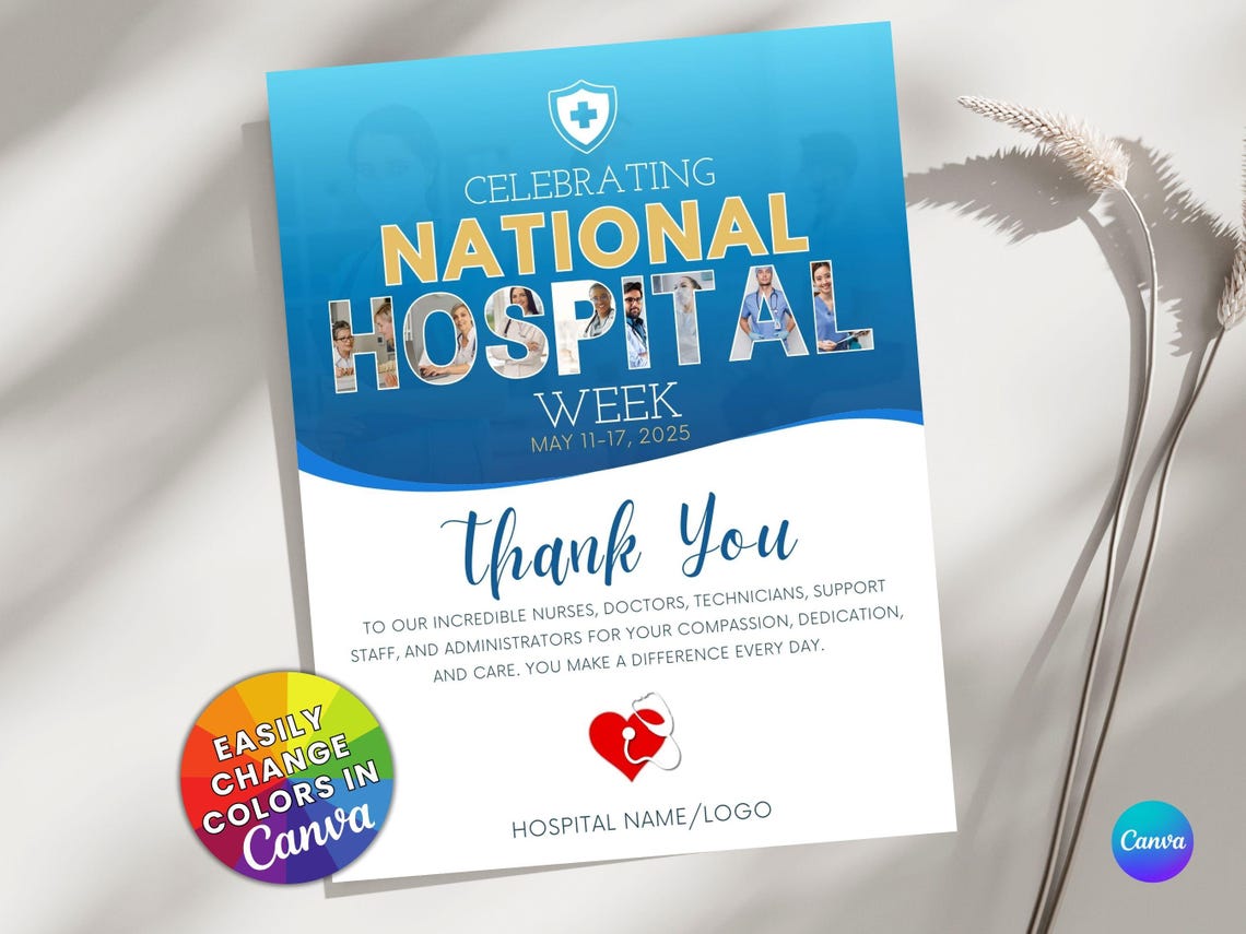 Hospital Week Thank You Flyer Template | Editable Canva Appreciation ...
