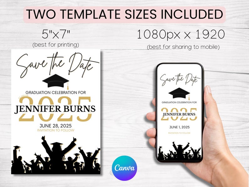 Graduation Save the Date Invitation | Class of 2025 Personalized ...