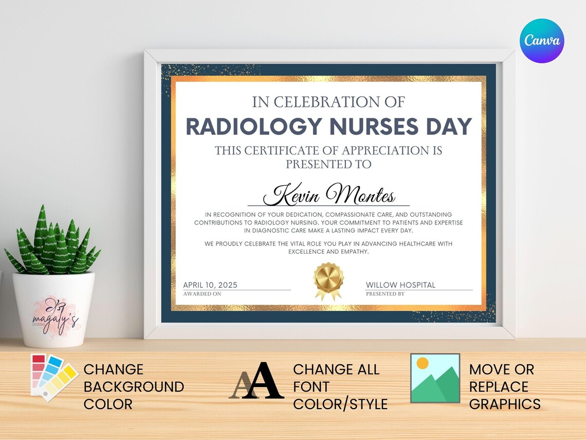 Radiology Nurses Recognition Award Certificate | Canva Template | Rad ...