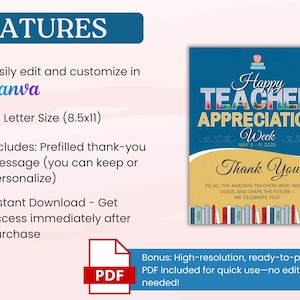 Teacher Appreciation Week Canva Template | Editable Thank You Flyer ...