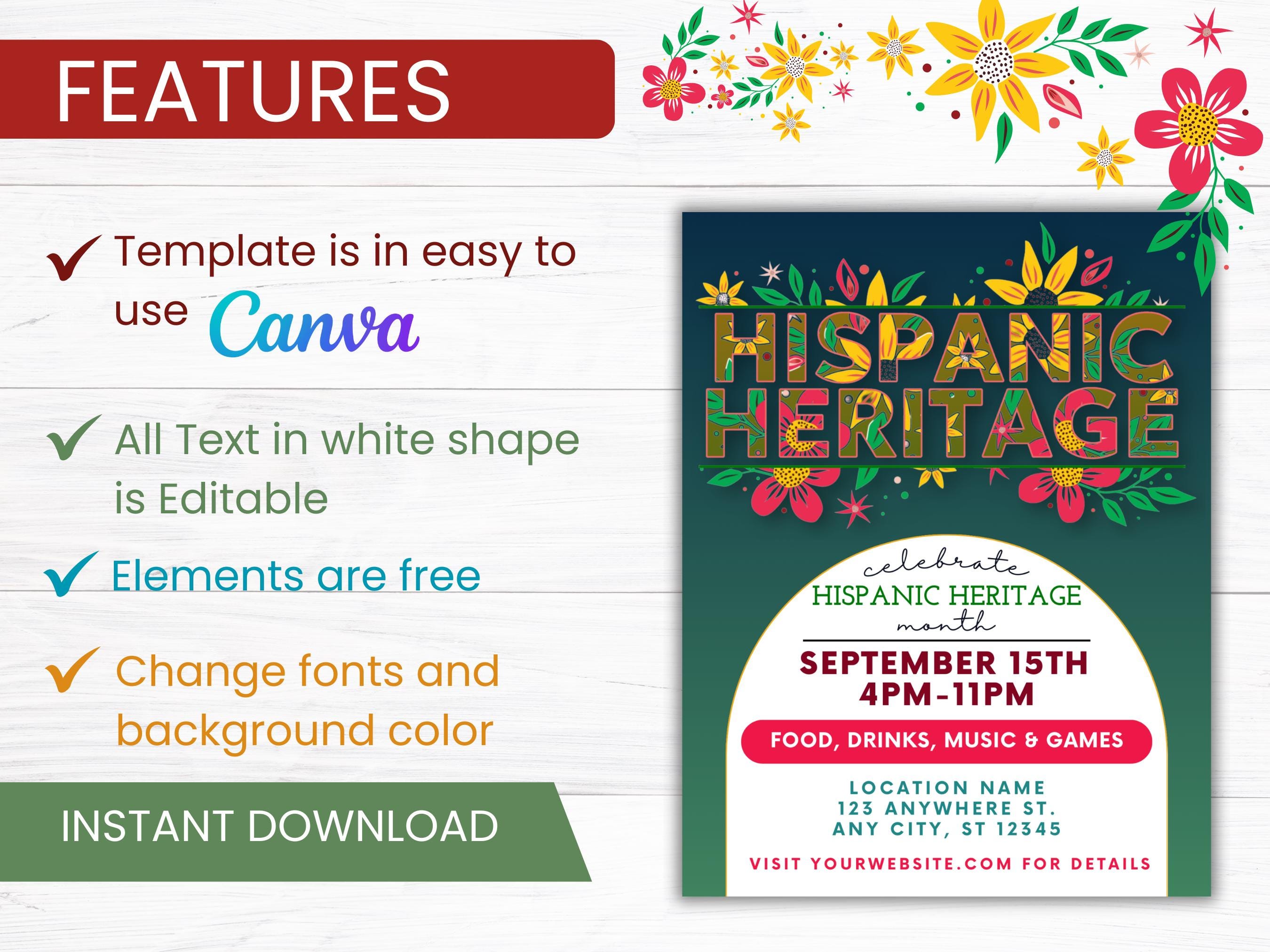 Hispanic Heritage Month Flyer Event Poster | Cultural Celebration Ad ...