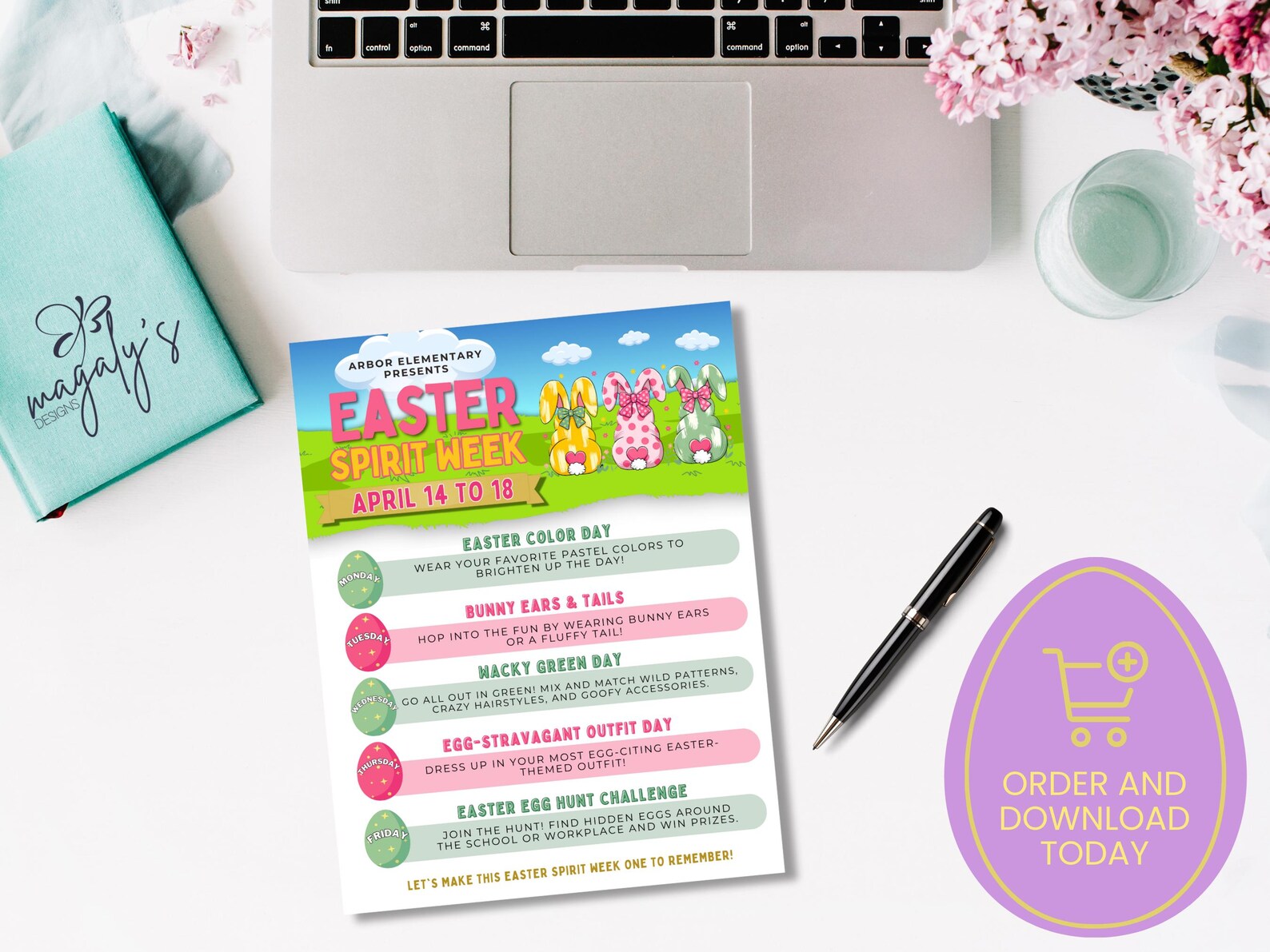 Editable Easter Spirit Week Flyer Template in Canva. Fun Daily Themes ...