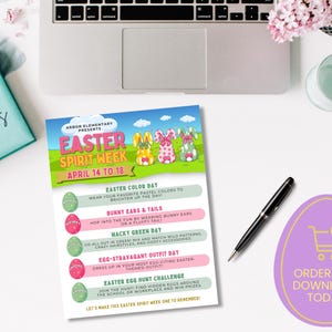 Editable Easter Spirit Week Flyer Template in Canva. Fun Daily Themes ...