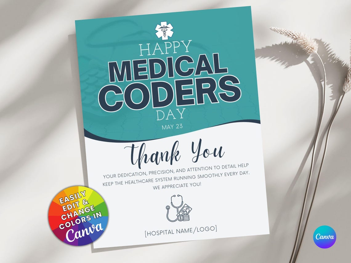 Medical Coders Day Canva Flyer | Medical Coding Staff Appreciation ...