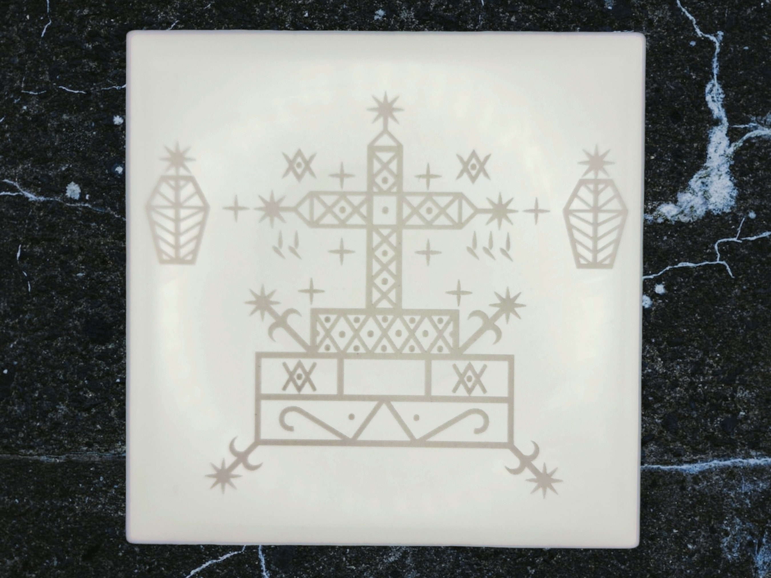 Handmade Ogoun Veve Altar Tile Haitian Vodou Symbol Strength, Courage ...