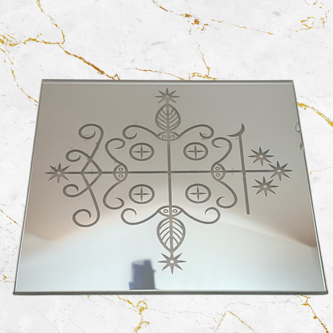 Enchanted Papa Legba Veve Glass Altar Tile - Voodoo Deity, Gatekeeper ...