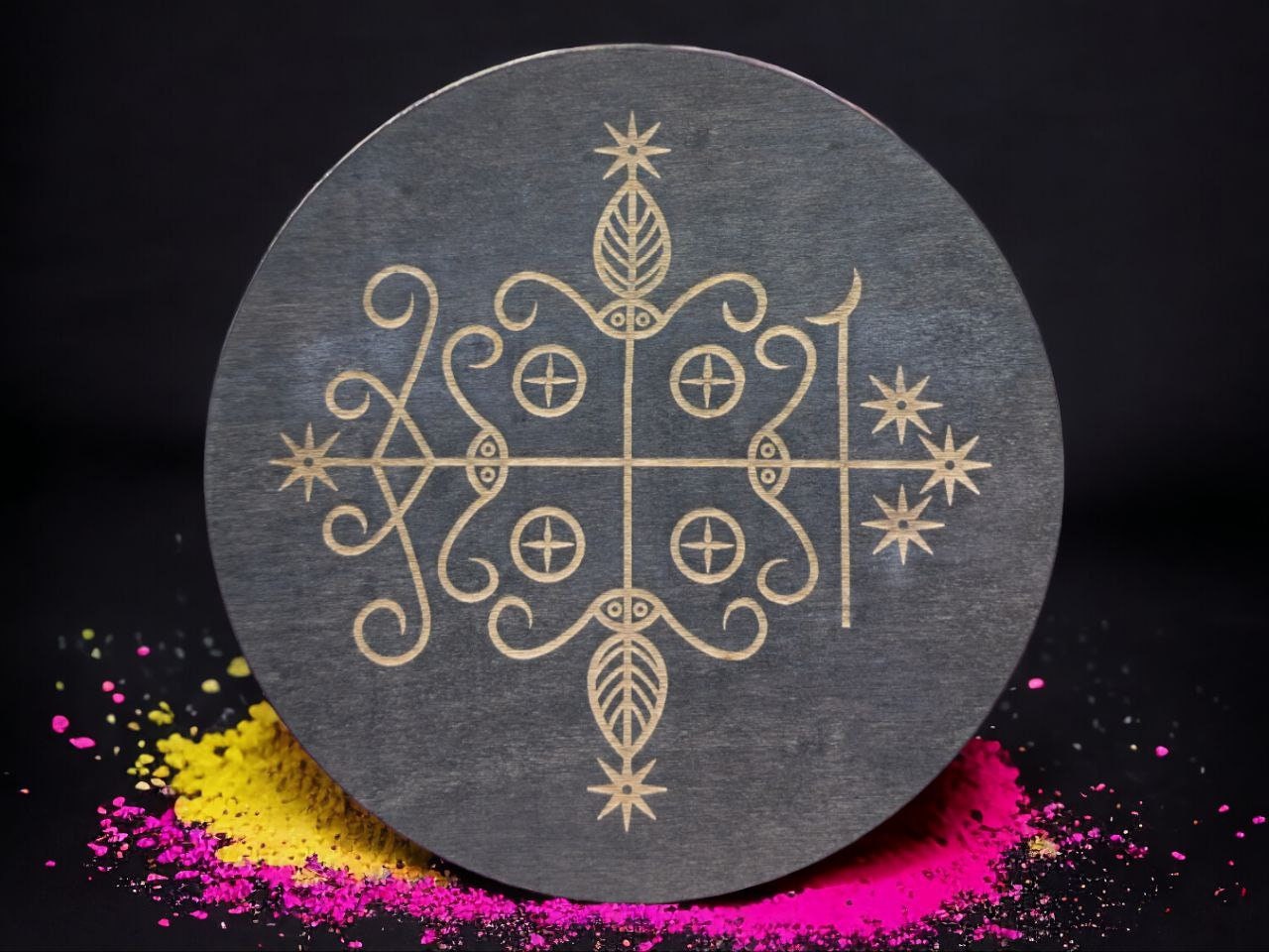 Papa Legba Veve 6.5 Inch Engraved Circular Wood Altar Decoration ...