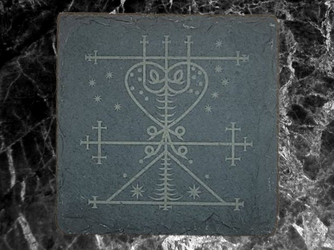 Enchanted Papa Legba Veve Slate Altar Tile Voodoo Deity, Gatekeeper ...