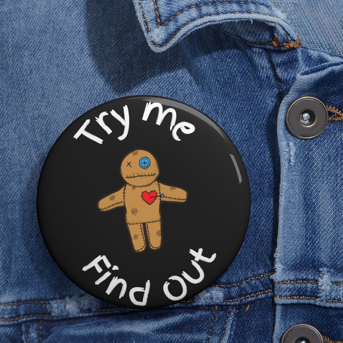 Voodoo Button Revenge Voodoo Doll With Pin in Heart Try Me Find Out - Etsy