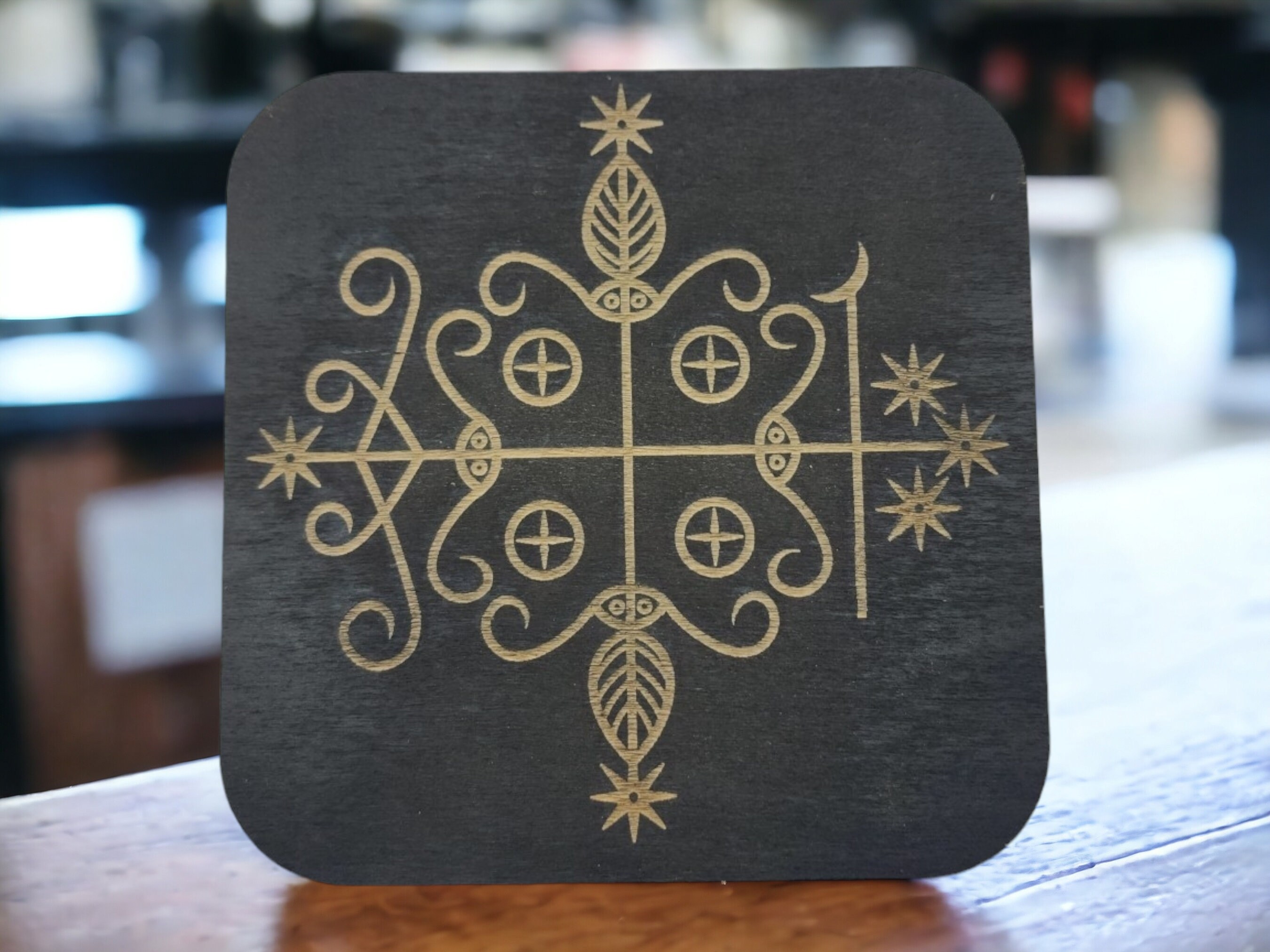 Papa Legba Veve 5 Inch Engraved Wood Altar Decoration: Voodoo Mystique ...