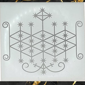 Handmade Ogoun Veve Altar Tile | Haitian Vodou Symbol | Strength ...