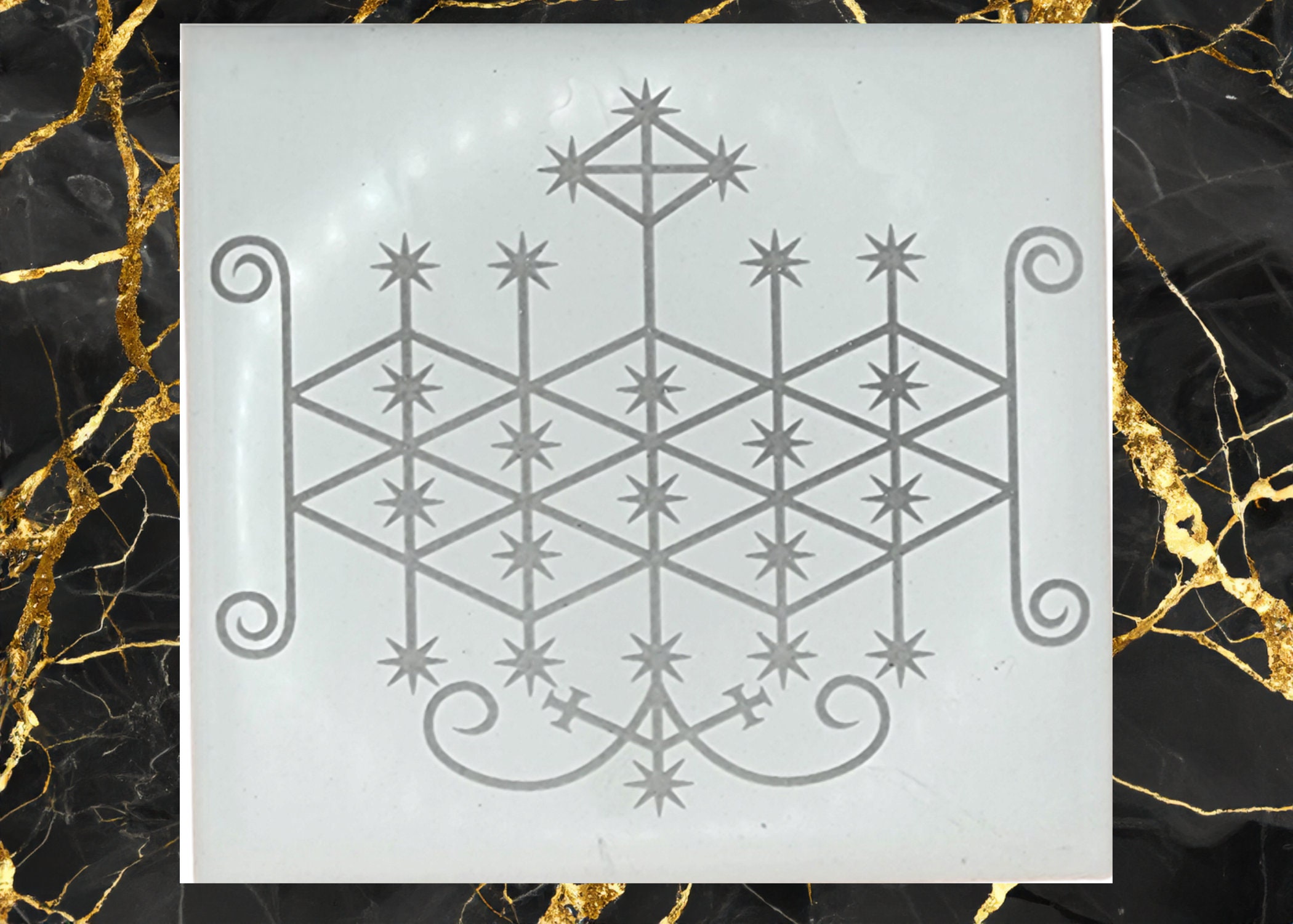 Handmade Ogoun Veve Altar Tile Haitian Vodou Symbol Strength, Courage ...