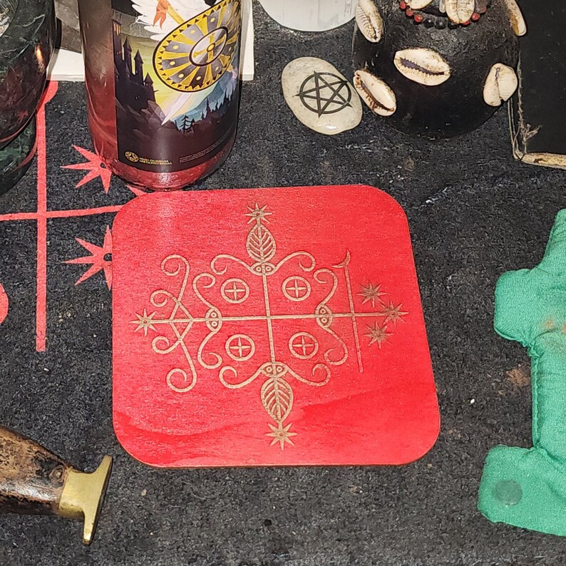 Papa Legba Veve 5 Inch Engraved Wood Altar Decoration: Voodoo Mystique ...