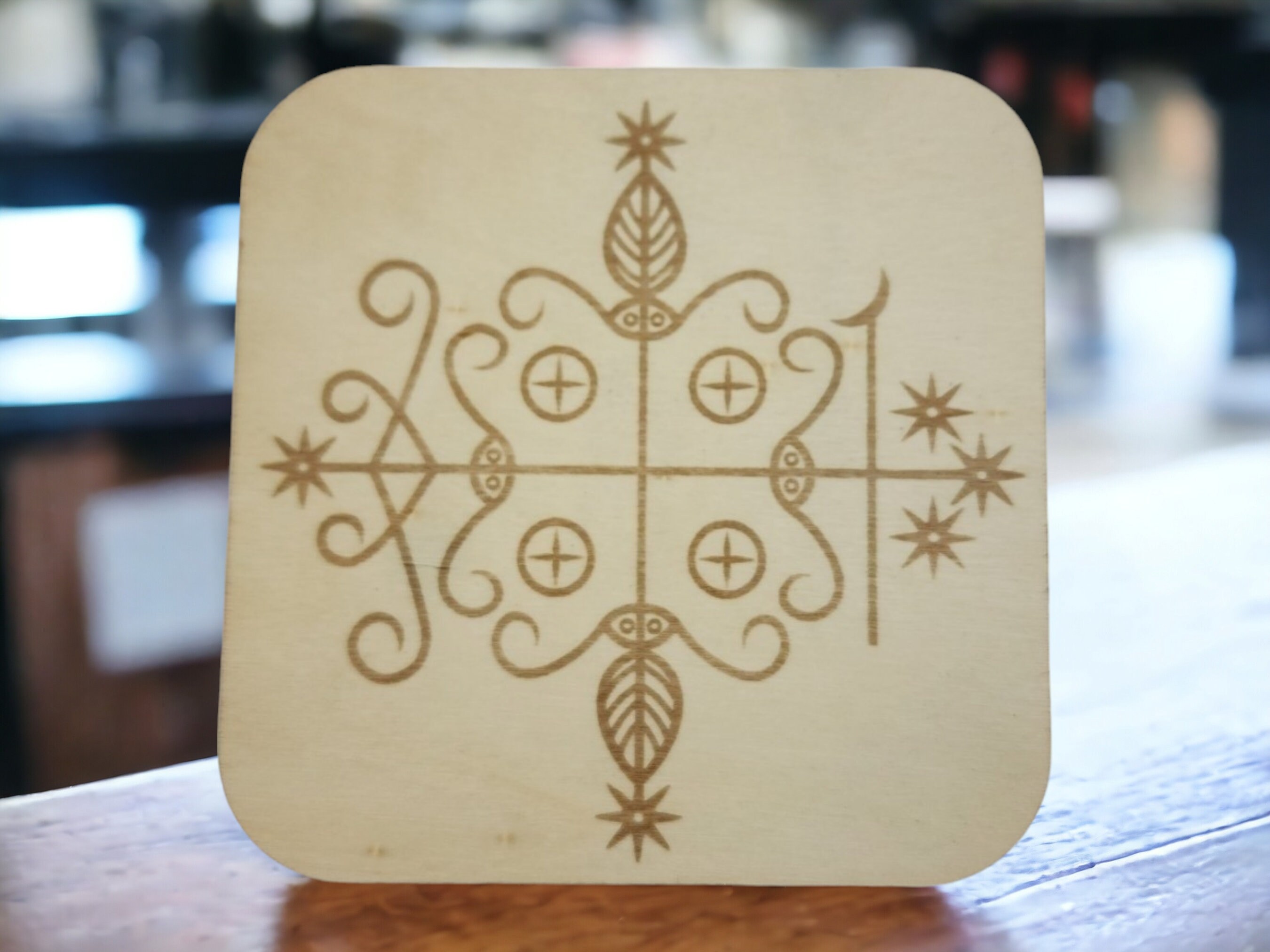 Papa Legba Veve 5 Inch Engraved Wood Altar Decoration: Voodoo Mystique ...