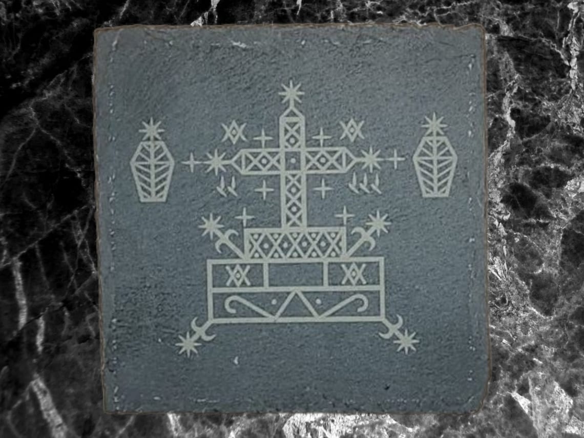Enchanted Papa Legba Veve Slate Altar Tile Voodoo Deity, Gatekeeper ...