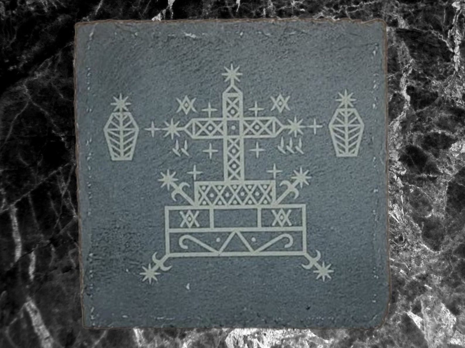 Enchanted Papa Legba Veve Slate Altar Tile Voodoo Deity, Gatekeeper ...