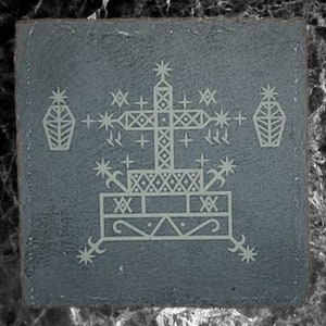 Enchanted Papa Legba Veve Slate Altar Tile - Voodoo Deity, Gatekeeper ...