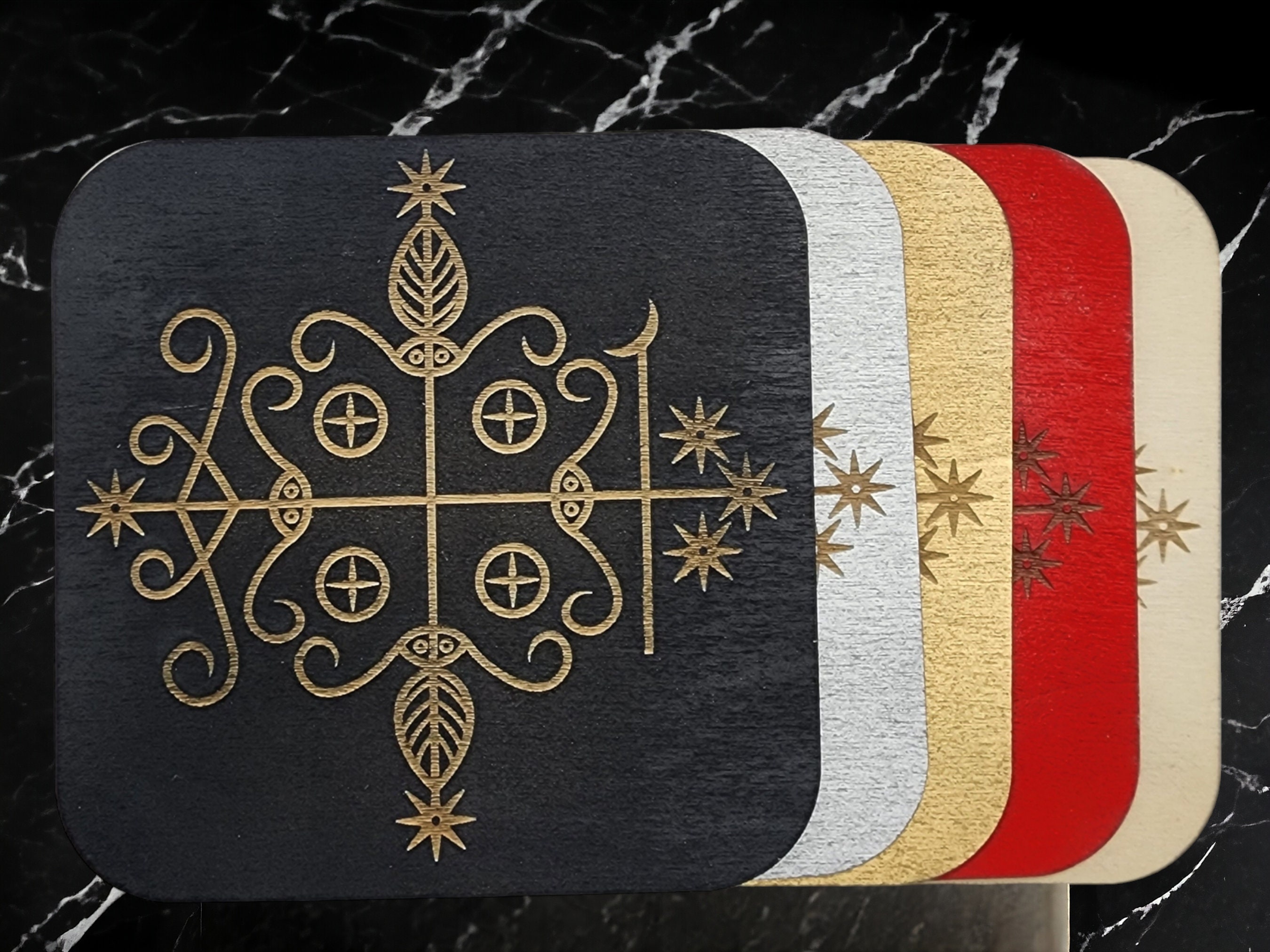 Papa Legba Veve 5 Inch Engraved Wood Altar Decoration: Voodoo Mystique ...