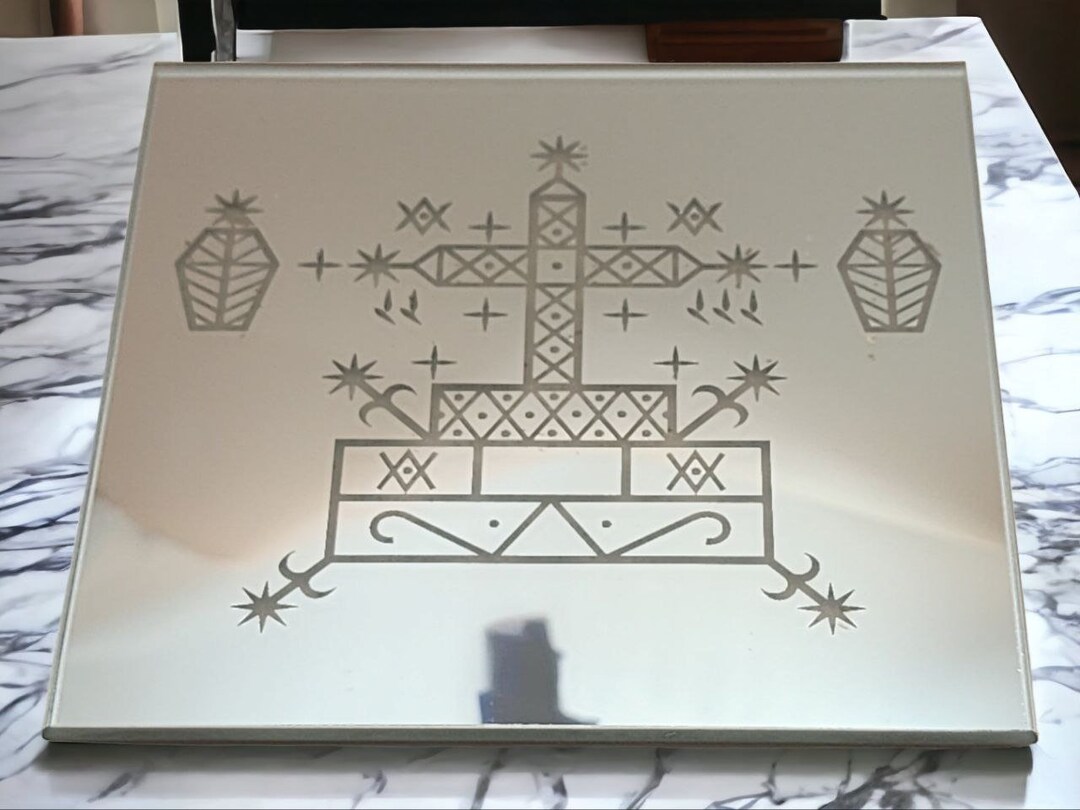 Enchanted Baron Samedi Veve Glass Altar Tile - Voodoo Deity, Gatekeeper ...