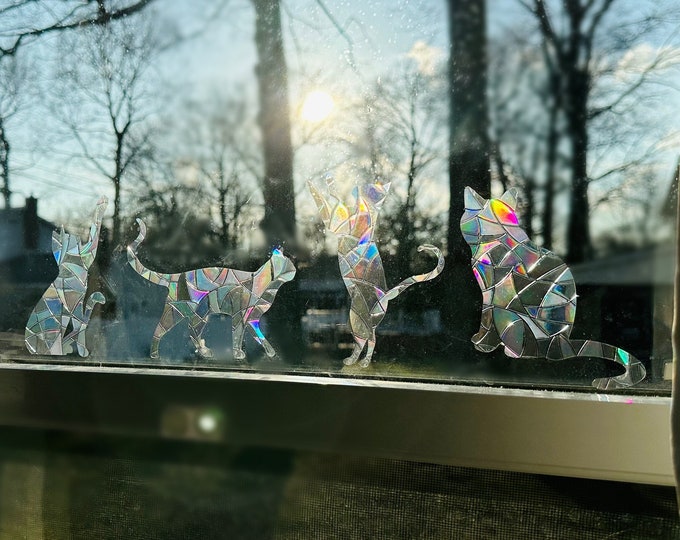 Cat Sun Catcher Window Cling, Suncatcher Pack, Animal Window Cling ...