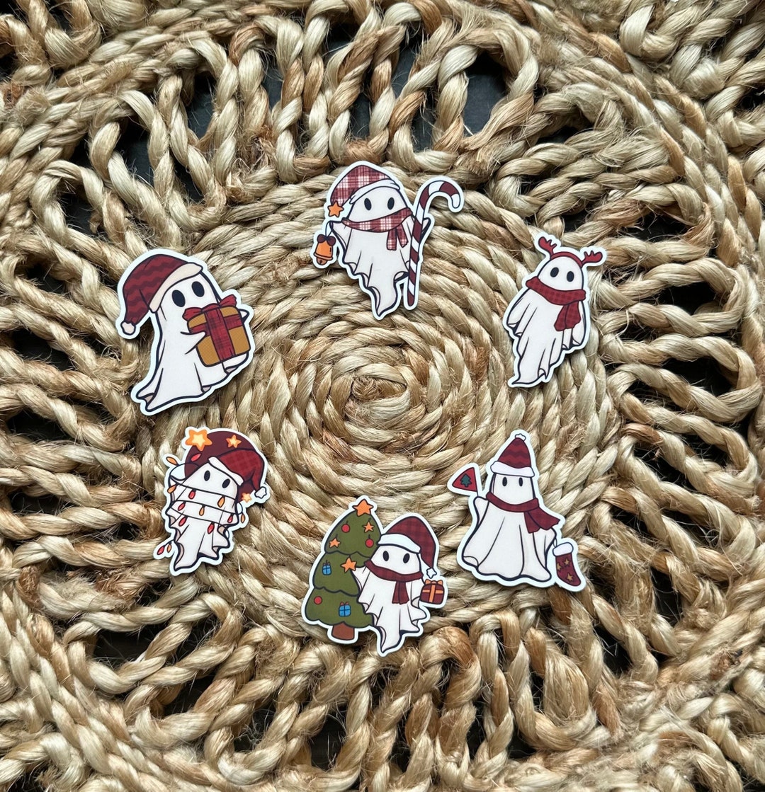 Christmas Ghost Sticker Pack, Spooky Christmas Stickers, Ghost Holiday ...