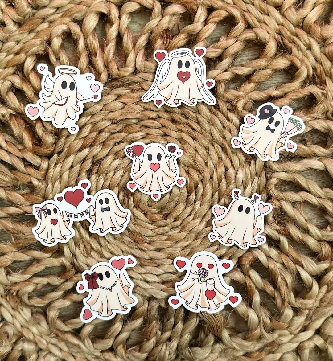 Valentines Ghost Sticker Pack, Spooky Valentines Stickers, Spooky Gifts ...