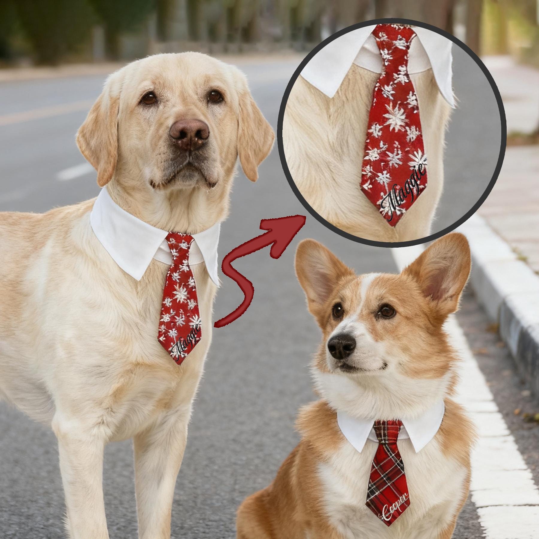Custom Dog Name Tie, Embroidered Pet Neck Tie, Dog Wedding Necktie ...