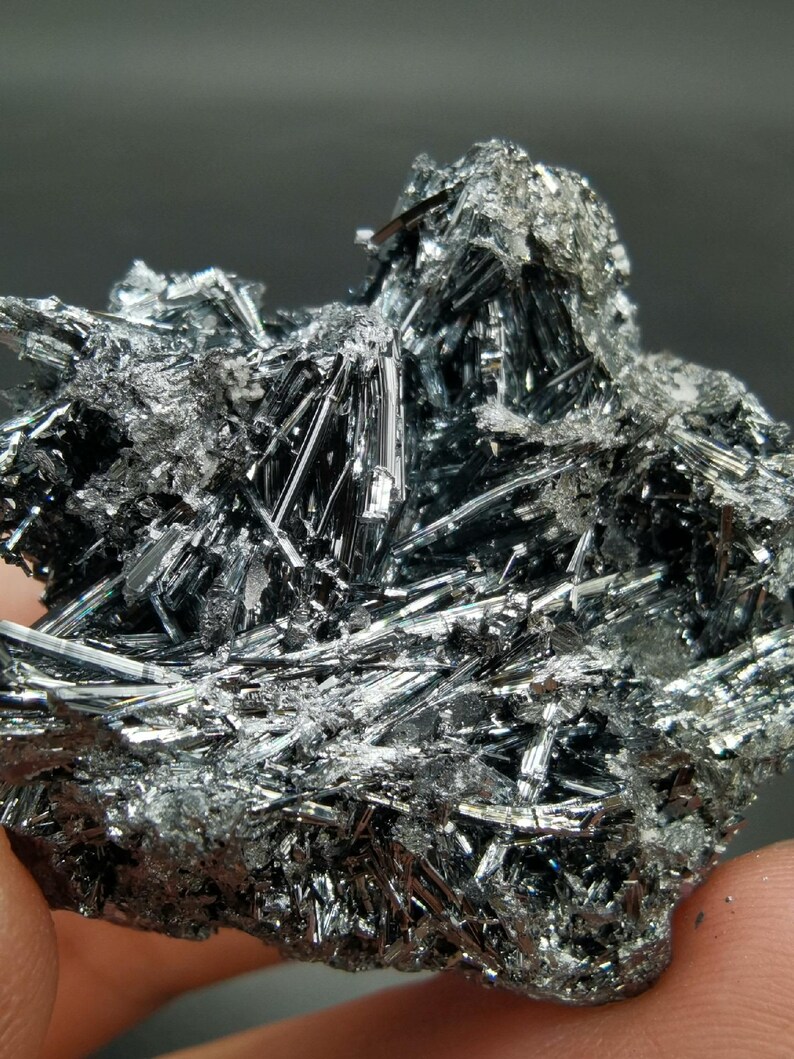 Dark Blue Raw Stibnite Crystals From Hunan Province, China, Raw ...