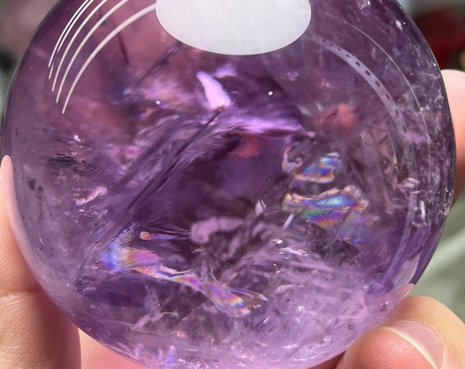 68.2mm Violet Purple Amethyst Sphere, Rainbow Amethyst Ball, Purple ...