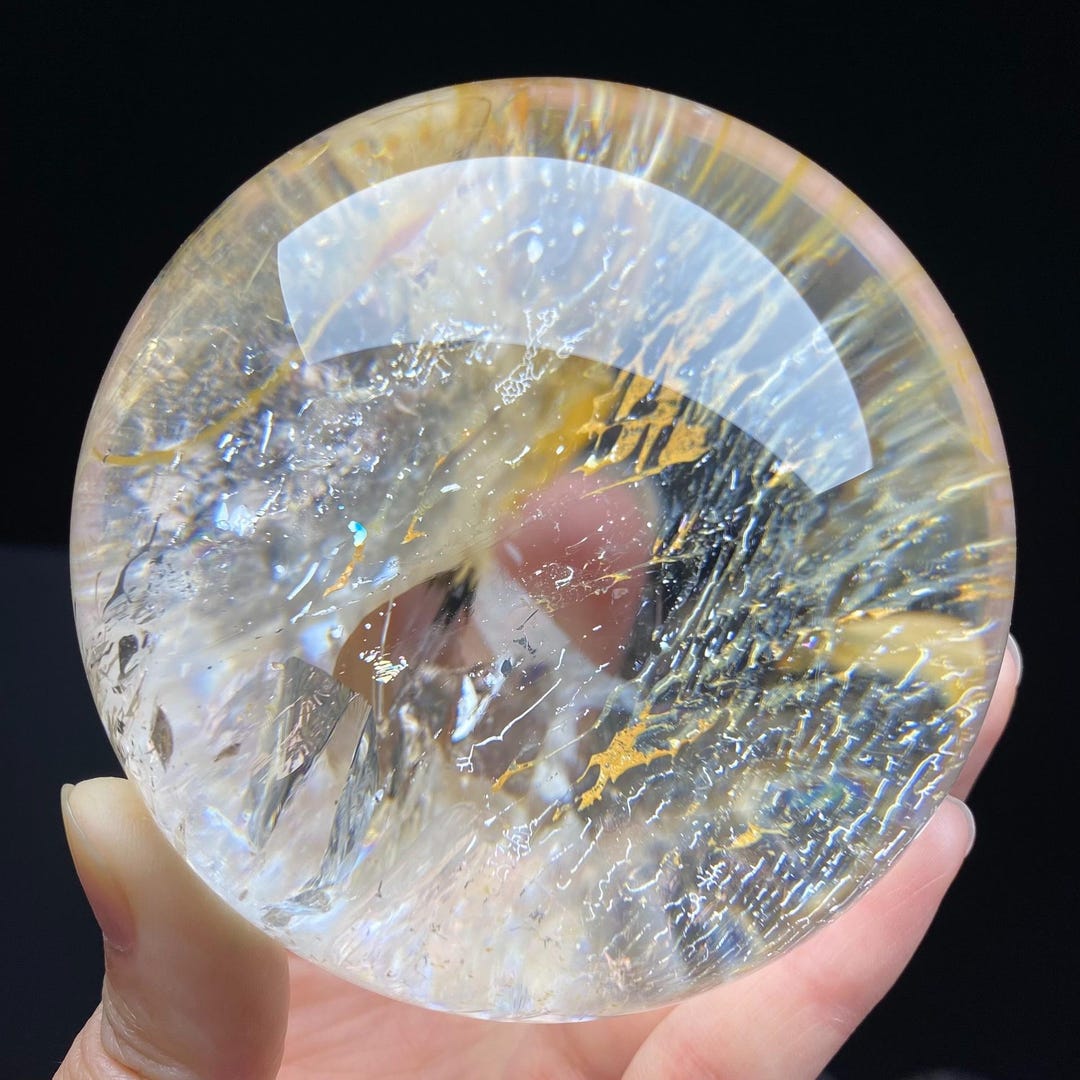 Beautiful 88mm Large Clear Quartz Sphere, Elestial Quartz Crystal ...