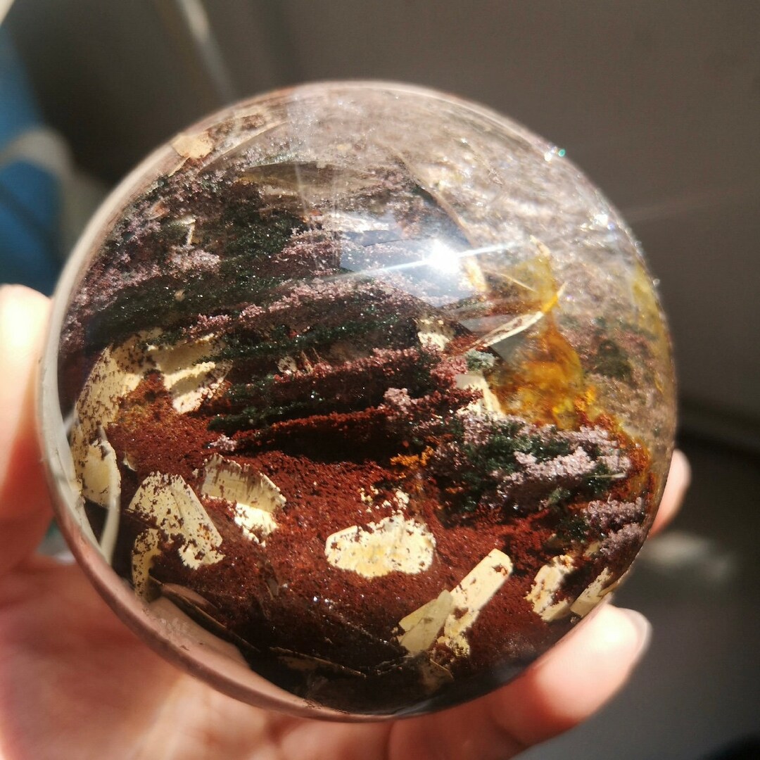Rare Find 87mm Rainbow All Season Garden Quartz Sphere, Large Lodolithe ...