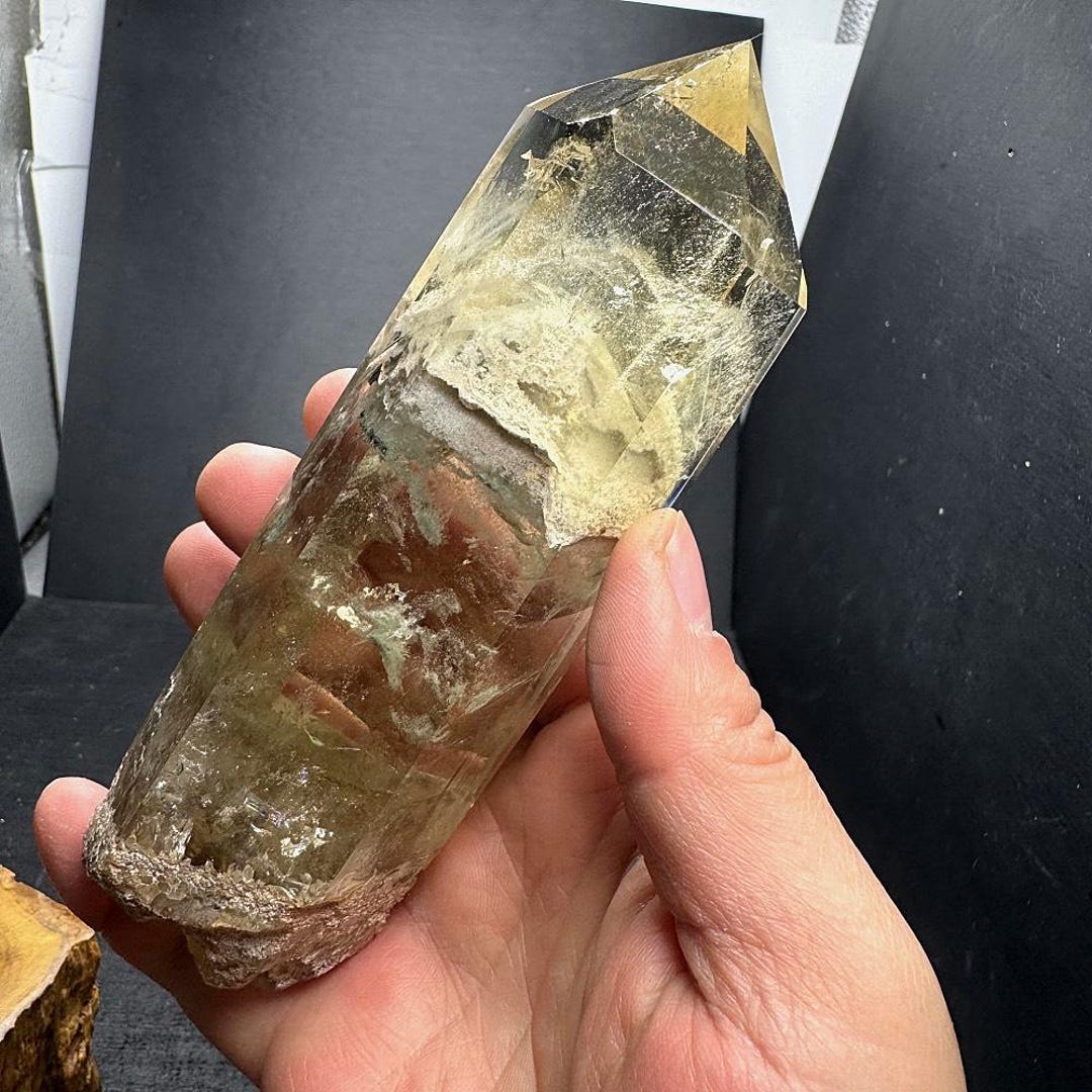 Beautiful Citrine Tower, White Phantom Quartz Inclusion, Authentic ...